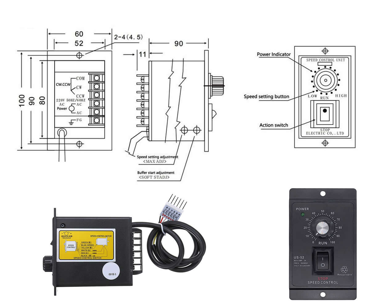 Dimmer 400W AC220V AC Motor 50/60Hz CW CCW Hız Kontrol Hız Ayarı İleri ...